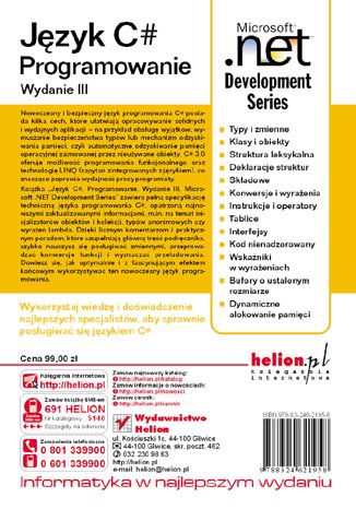 Język C#. Programowanie. Wydanie III. Microsoft .NET Development Series ...